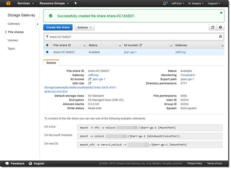 AWS Storage Gateway File Gateway Amazon Web Services AWS