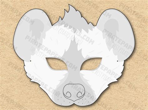 Hyena Mask Printable Coloring Diy Paper Pdf Template Etsy