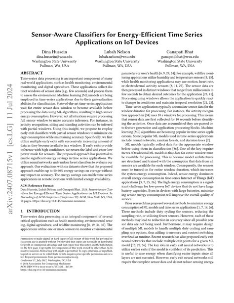 pdf sensor aware classifiers for energy efficient time series