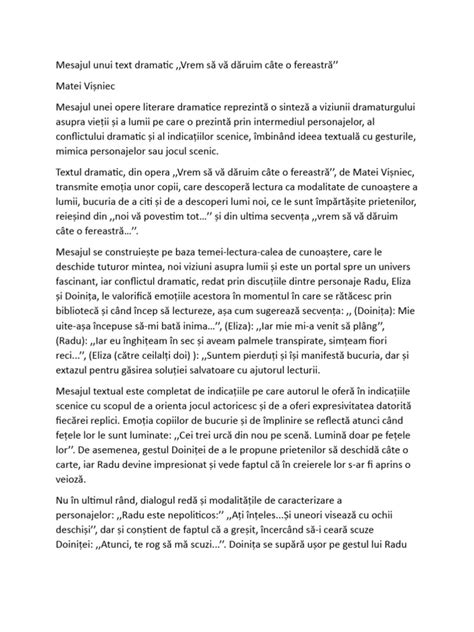 Mesajul Unui Text Dramatic Pdf