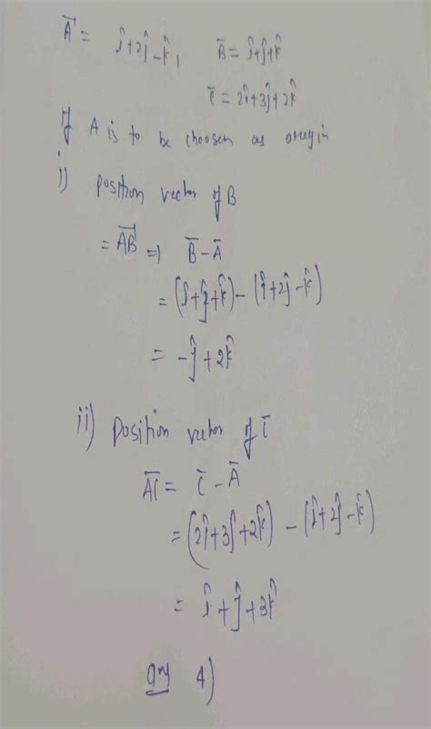 the position vectors of the points a b c are i 2 j k i