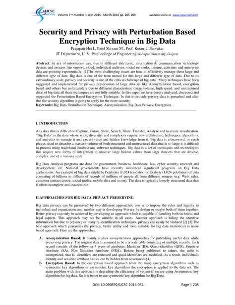 Pdf Security And Privacy With Perturbation Based Encryption Technique In Big Data