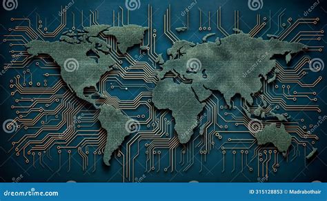 The World Map As A Circuit Board The Countries Are Connected Via