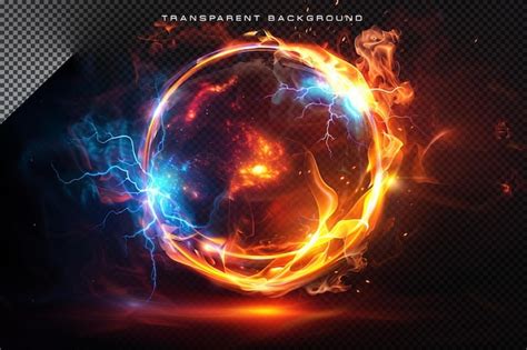 Premium Psd A Circle Fire Flame With Thunder Lighting Effect On