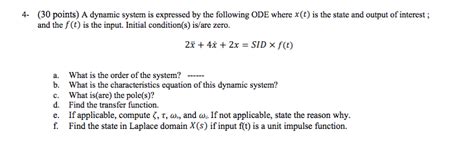 Solved Points A Dynamic System Is Expressed By The Chegg