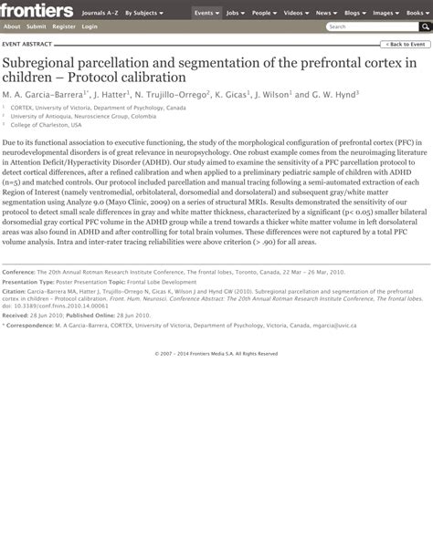 Pdf Subregional Parcellation And Segmentation Of The Prefrontal