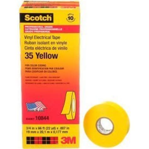 3M 3M Scotch Vinyl Electrical Color Coding Tape 35 Yellow 3 4 X 66 Pkg Qty 10 80610833966