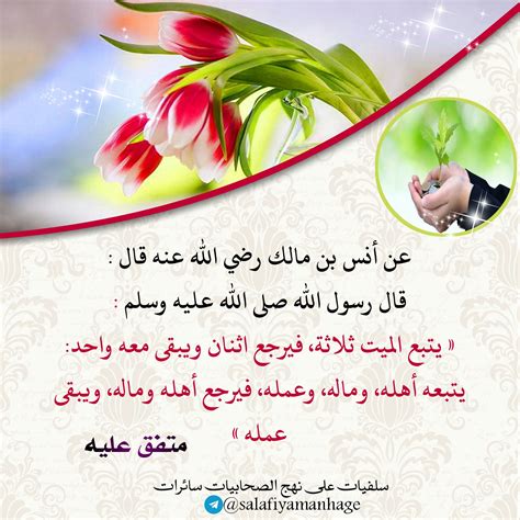 📩 حَـدِيـثُ الْـيَـوْمِ ⬇️ ما يتبع الميت بعد موته عن أنس بن مالك رضي الله عنه قال قال رسول