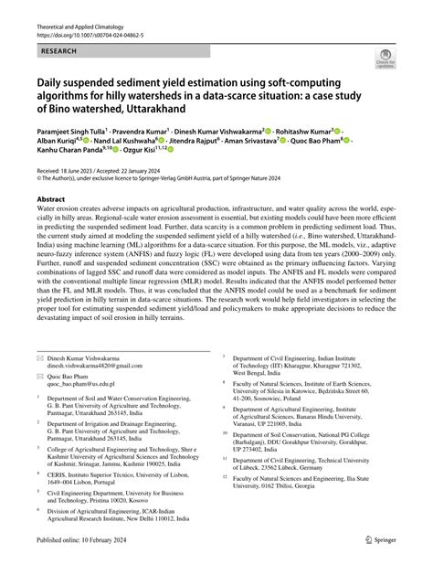 Pdf Daily Suspended Sediment Yield Estimation Using Soft Computing