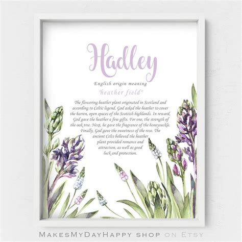 Hadley Custom Name Meaningpurple Wild Field Flowersfirst Etsy