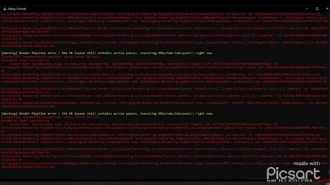 Render Pipeline Error The XR Layout Still Contains Active Passes Unity Engine Unity