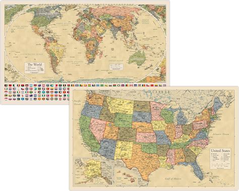 2 Pack Laminated World Map Poster And Usa Map Set Philippines Ubuy