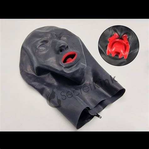 Anatomical Moulded Latex Hood With Mouth Gag And Nose Tubes Eye Gag