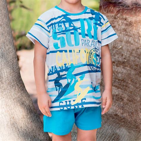 Pijama Niño Algodón Estampado Surf Kinanit