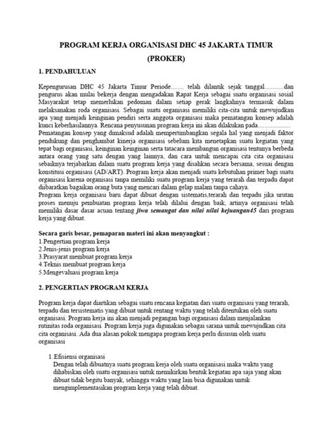 Program Kerja Organisasi Pdf
