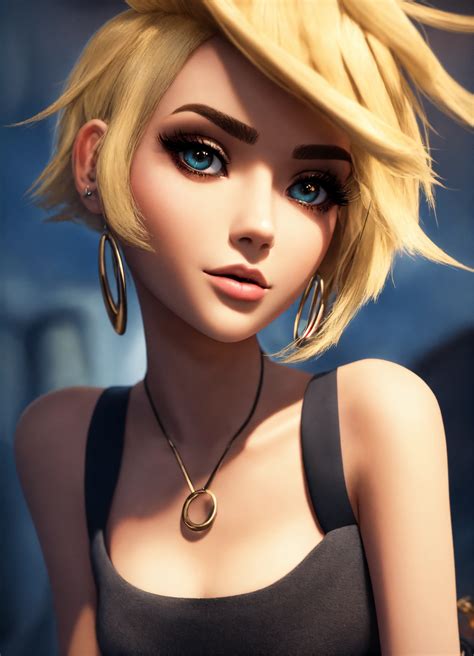 Lexica Rnb Disney Anime Cartoon Blonde Pixie Cut 3d Woman Big Smoky