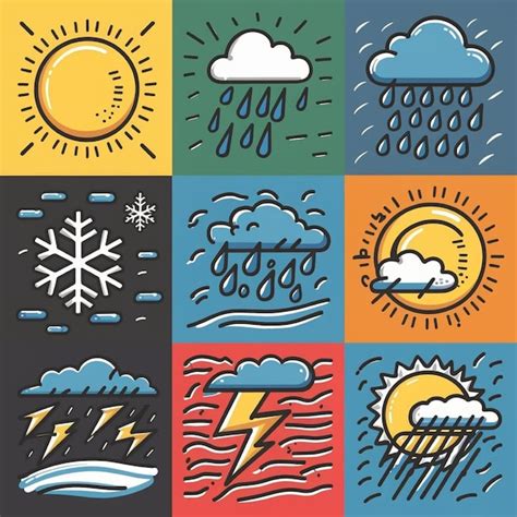 Weather Vector Illustrations Representing Different Weather Conditions