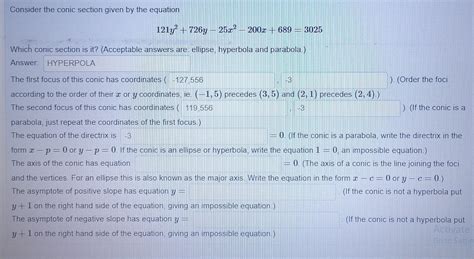 solved consider the conic section given by the equation