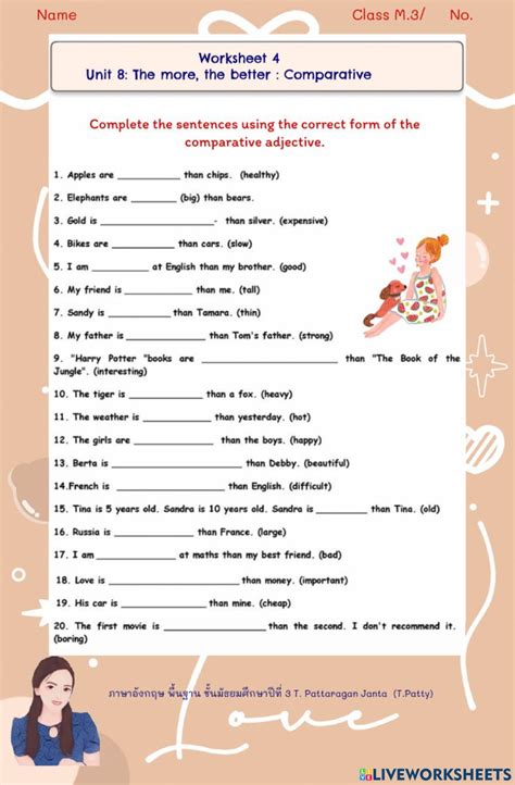 Comparative Adj Worksheet Live Worksheets