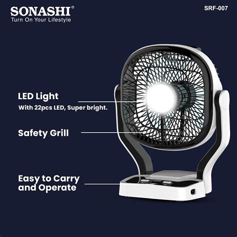 7 Inch Rechargeable Fan Srf 007 Sonashi Electronic
