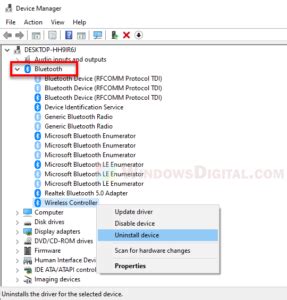 Bluetooth Remove Failed In Windows