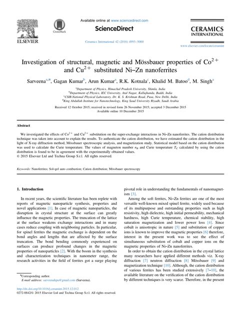 Pdf Investigation Of Structural Magnetic And Mössbauer Properties Of Co2 And Cu2