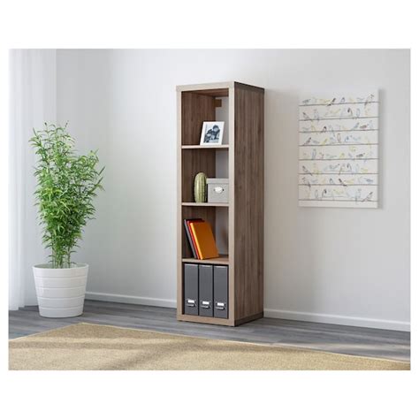 Kallax Shelving Unit Walnut Effect Light Grey 42x147 Cm Ikea