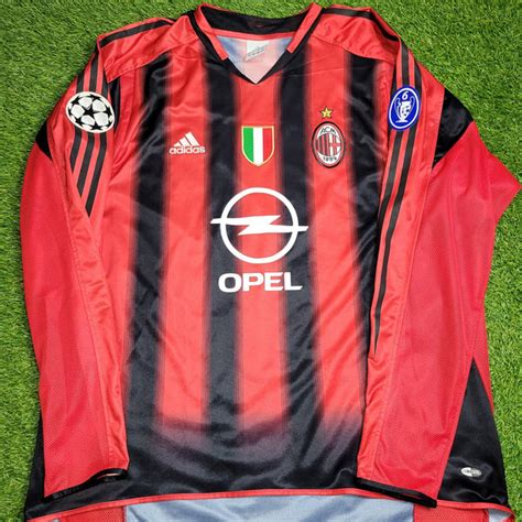 Kaka Ac Milan 2004 2005 Uefa Long Sleeve Home Soccer Jersey Shirt L Sk