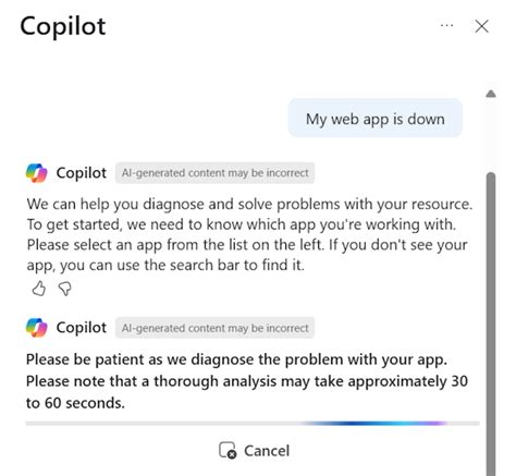 使用 azure 中的 microsoft copilot 透過 app service 更快速地針對您的應用程式進行疑難排解