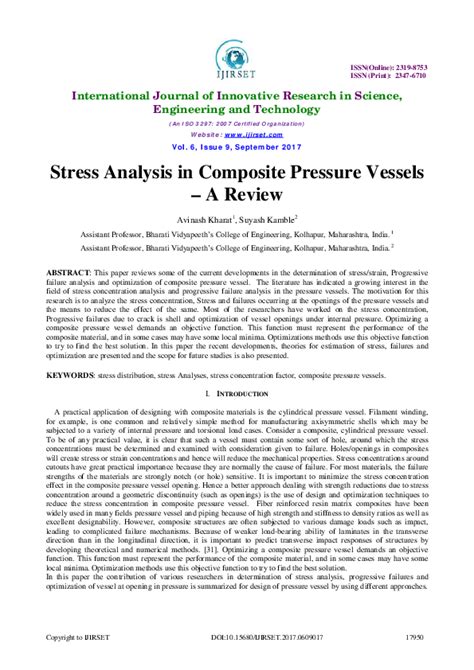 Pdf Stress Analysis In Composite Pressure Vessels A Review