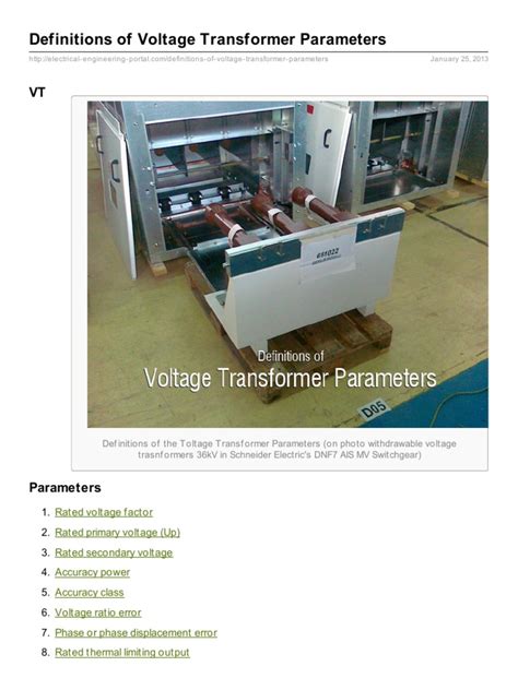 Definitions Of Voltage Transformer Parameters Pdf