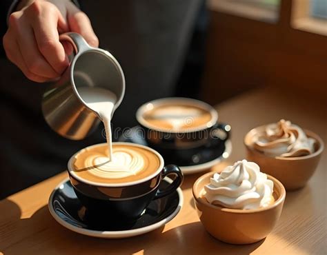 Latte Art Mastery Crafting Beauty In Every Sip Of Coffee Stock