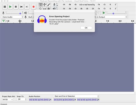 error opening project could not load project macos audacity forum
