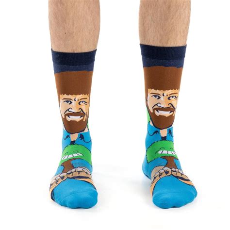 Mens Bob Ross Happy Little Tree Socks Good Luck Sock