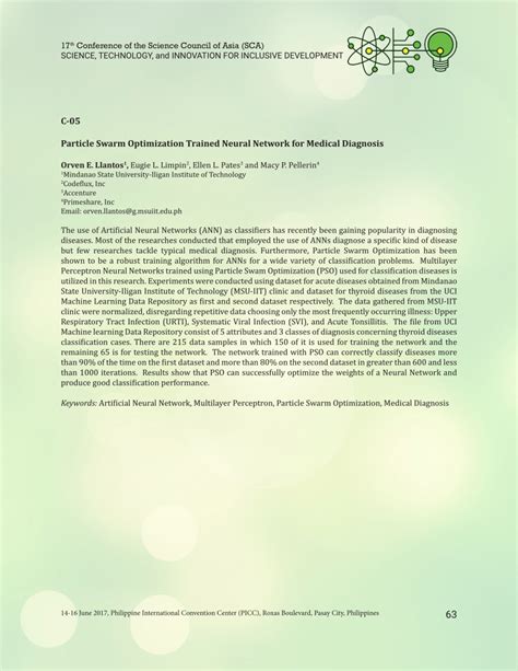 Pdf Particle Swarm Optimization Trained Neural Network For Medical