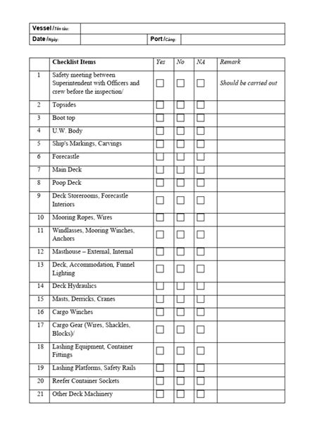 Onboard Check List Pdf Engines Navigation