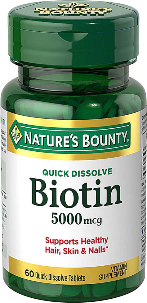 Natures Bounty Biotin Natural Strawberry 5000 Mcg 60 Quick Dissolve Tablets Vitacost