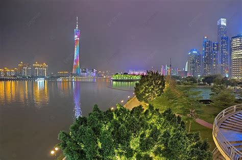 Guangzhou Liede Bridge Linjiang Park Background Park Night View Guangzhou Tower Background
