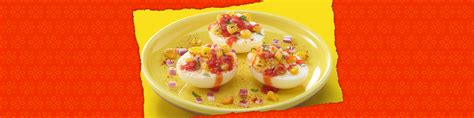 Elote Deviled Eggs La Victoria® Salsa Brava® Hot Sauce
