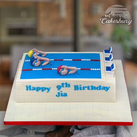 Swimming Themed Cakes Double Layer Swimming Pool Cookie Cake