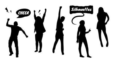 Cheer Peoples Silhouettes Collection Vector People Silhouette Cheer Cheer Peoples Png And