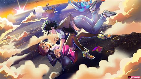 My Hero Academia Hd Izuku Midoriya And Ochaco Uraraka Soaring Together