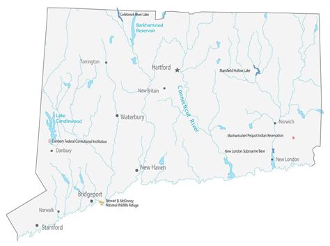 Connecticut Lakes And Rivers Map Gis Geography