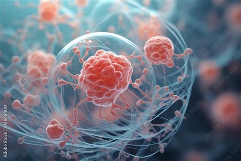 Beautiful Stem Cell Generated With AI D Rendering Microscope Perfect Template For You