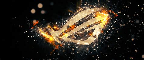 Asus Rog Republic Of Gamers Asus Fiery Gold Logo 4k Wallpaper Download