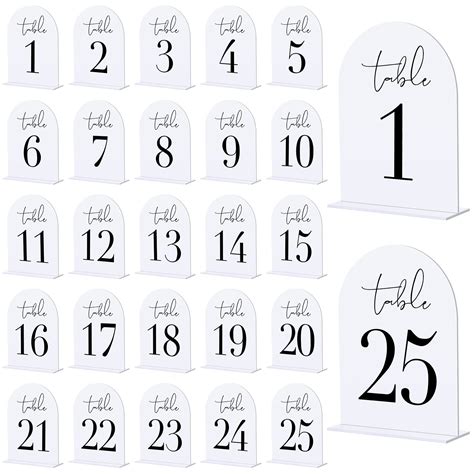 Pinkunn 25 Pcs Wedding Table Numbers Acrylic Table Numbers Acrylic Wedding Signs