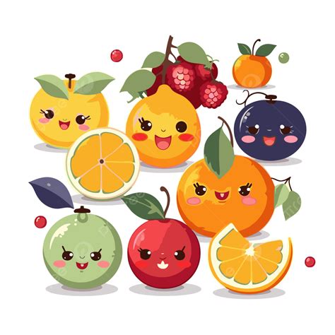 Cute Animated Fruit Kawaii Fruit Cute Fruit Clipart Happy Fruit
