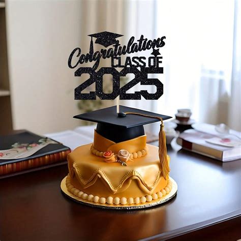 2025 Graduation Theme Cupcake Toppers Glitter Class Of 2025 Graduation