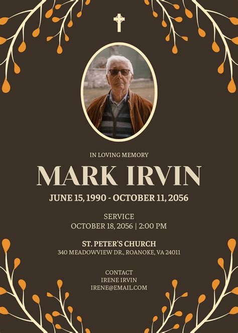 Free Burial Invitation Templates Editable And Printable