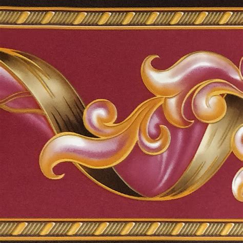 Damask Scrolls Peel And Stick Wallpaper Border 33x4 Roll 33 Ft X 4